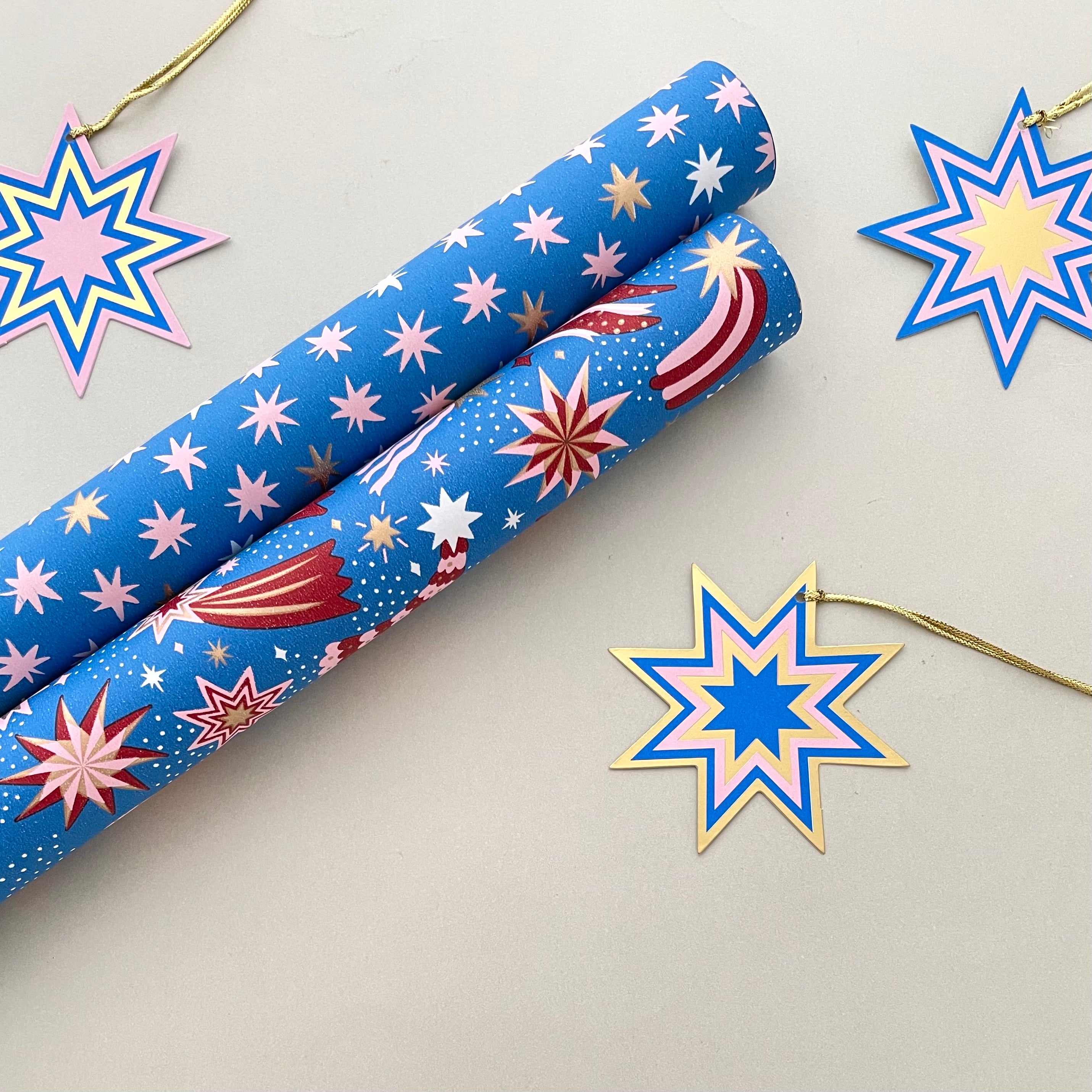 Shooting Star - Premium Wrapping Paper (Electric Blue) – Emballage